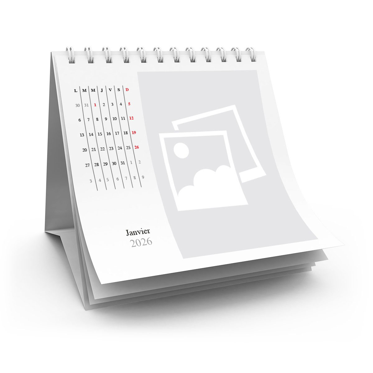 Calendrier de bureau 2026 à personnaliser